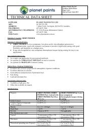 TECHNICAL DATA SHEET - Planet Paints