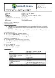 TECHNICAL DATA SHEET - Planet Paints