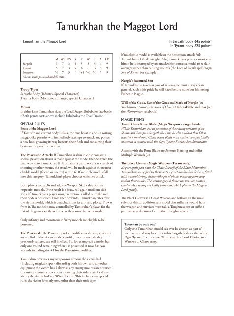 Tamurkhan the Maggot Lord - Forge World