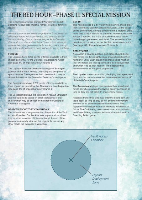 THE RED HOUR –PHASE III SPECIAL MISSION - Forge World