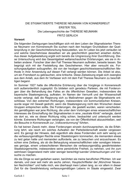 Die stigmatisierte Therese Neumann von Konnersreuth