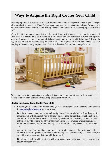 Ways to Acquire the Right Cot for Your Child