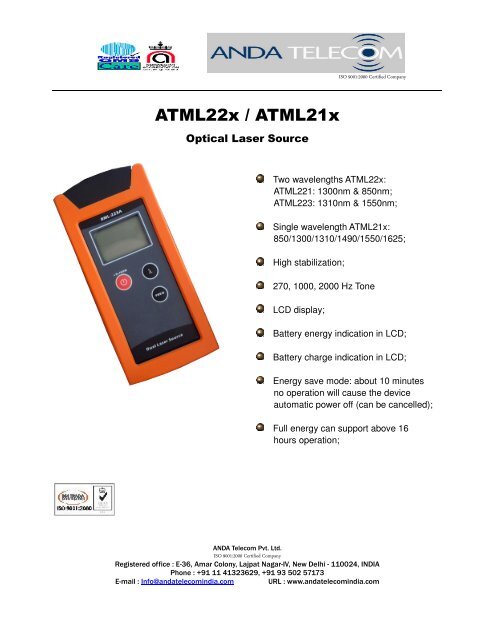 Optical Laser Source - ANDA TELECOM INDIA