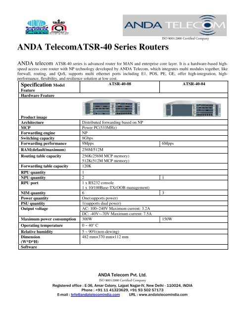 AT SR-40 Series - ANDA TELECOM INDIA