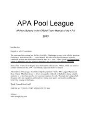 Team Doubles Rules - APA Pool League of NYC