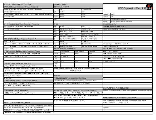 WBF Convention Card 2.19
