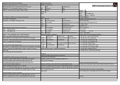WBF Convention Card 2.19 - Claire Bridge