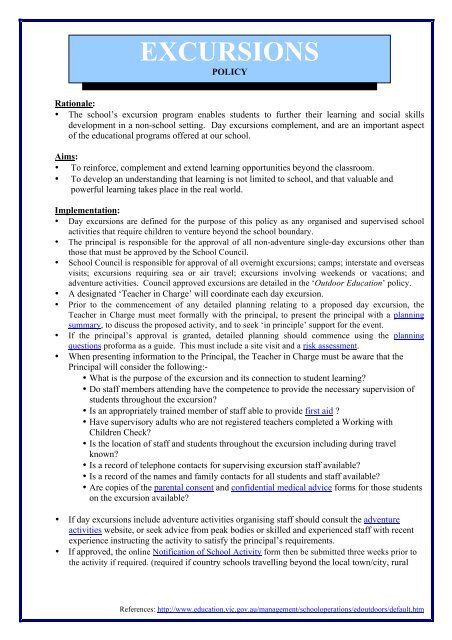 Excursions Policy - Truganina South Primary School