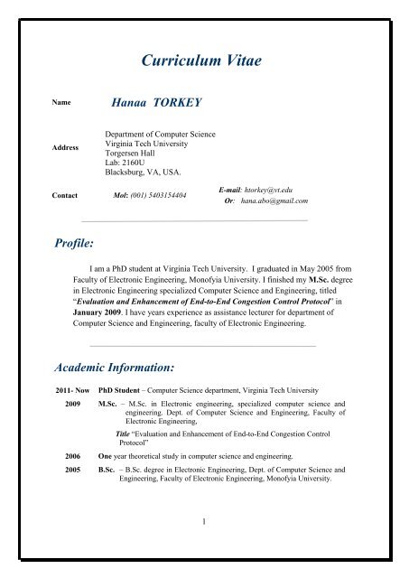 Short biography - Bioinformatics - Virginia Tech