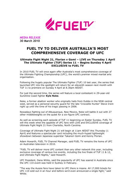 fuel tv - australia's most comprehensive coverage of ufc - Fox Sports