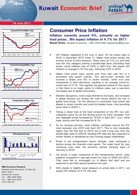 Kuwait Economic Brief Consumer Price Inflation - National Bank of ...