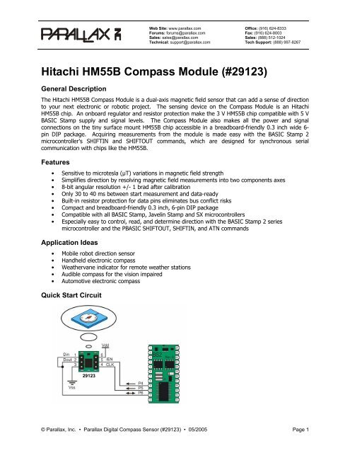 Hitachi HM55B Compass Module (#29123) - Hobby Engineering