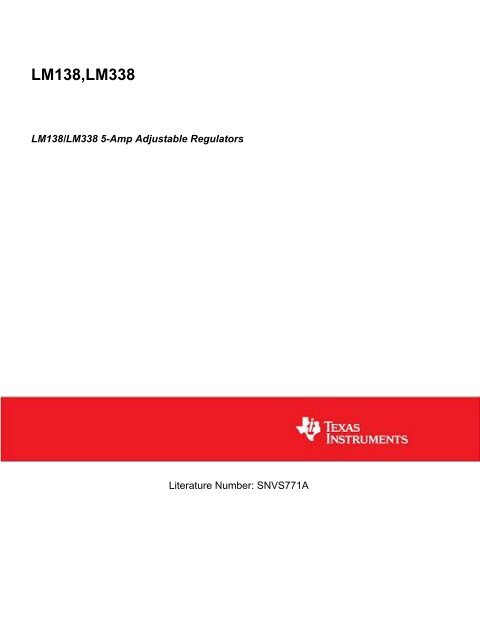 LM138/LM338 5-Amp Adjustable Regulators (Rev. A) - Cxem.net