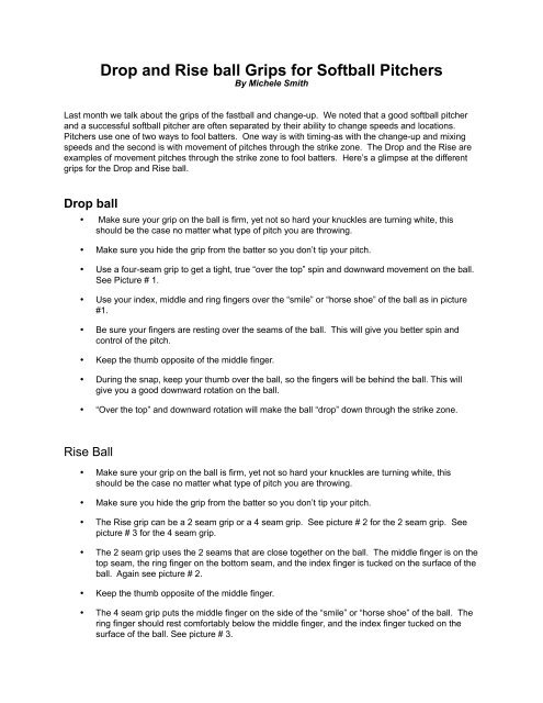 Drop- and Rise-Ball Grips for Softball Pitchers - JUGS Sports