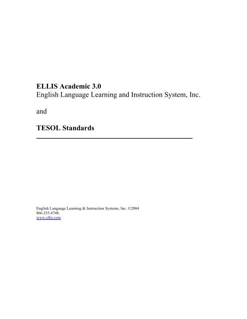 ELLIS Academic 3.0 English Language Learning and Instruction ...