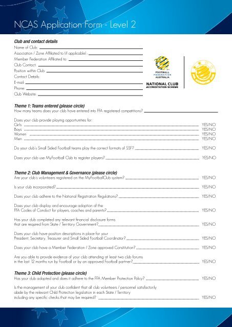 Ncas Application Form Level 2 Northern Nsw Football