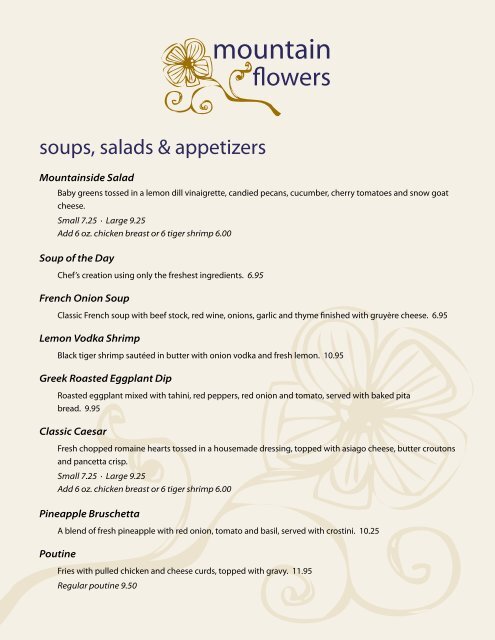 Dinner Menu - Fairmont Hot Springs Resort