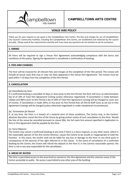Venue Hire Policy - Campbelltown City Council