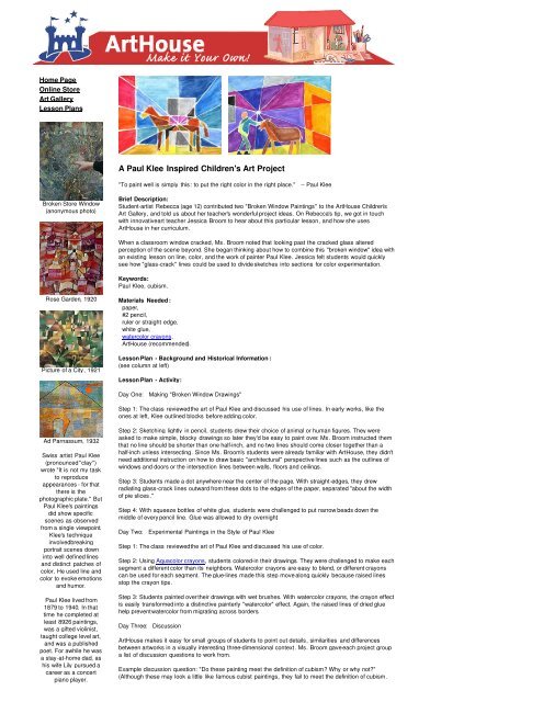 Lesson Plan Inspired by Paul Klee Paintings & a ... - Storyboard Toys