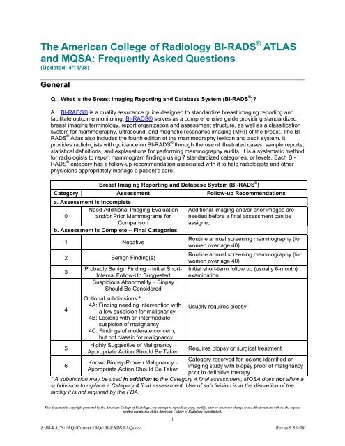 The American College of Radiology BI-RADS - radiographia.ru