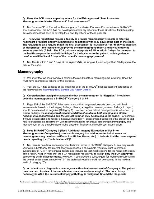 MQSA Final Assessment Cat