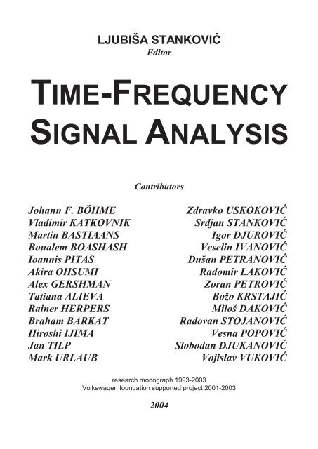 Download Time Frequency Signal Analysis Group
