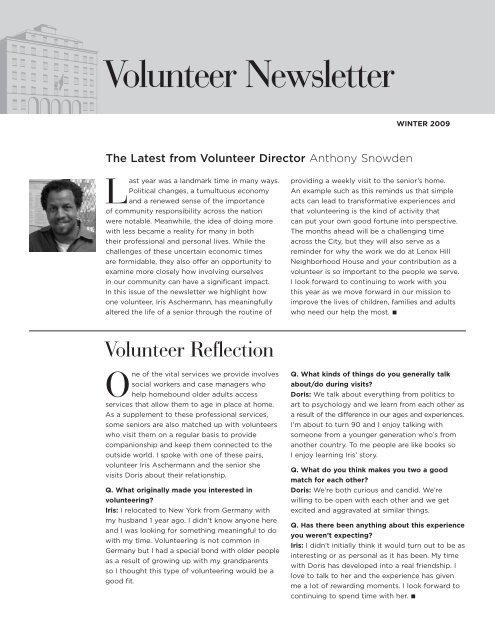 Volunteer Newsletter - Lenox Hill Neighborhood House