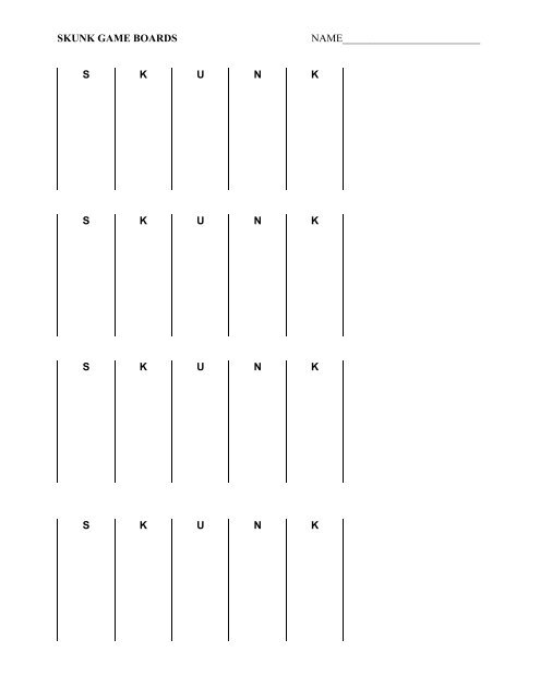 skunk game boards ... - Yummy Math