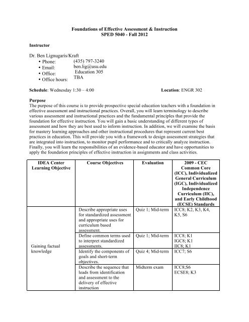 Course Syllabus - Department of Special Education & Rehabilitation
