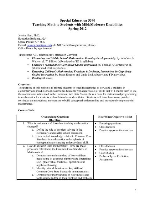 Syllabus - Department of Special Education & Rehabilitation