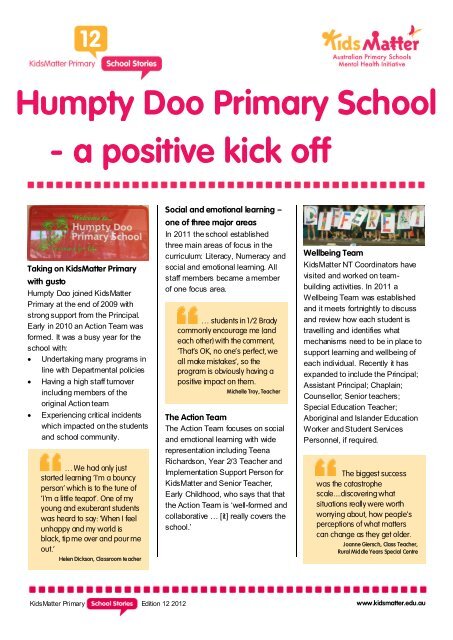 Humpty Doo Primary School story [359KB]pdf - KidsMatter