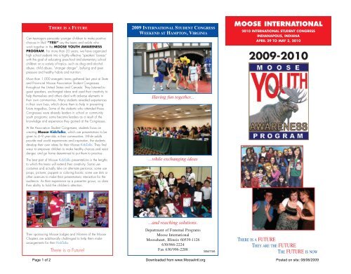 Moose Youth Awareness Program Brochure