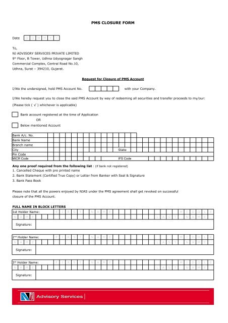 PMS CLOSURE FORM - NJ PMS