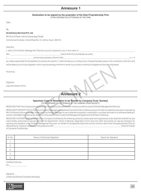 Annexure 1 Declaration to