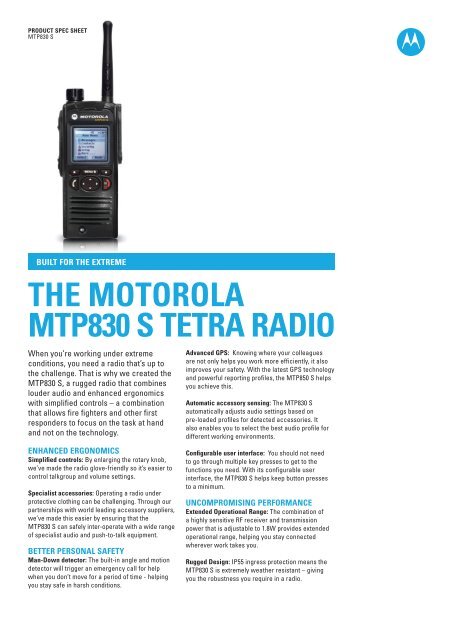 MTP850 S TETRA Radio - ConnectCom