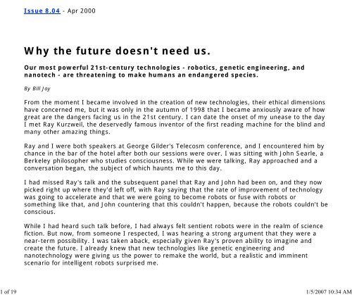 Why The Future Need Us Essay | Sitedoct.org Why The Future Need Us Essay | Sitedoct.org
