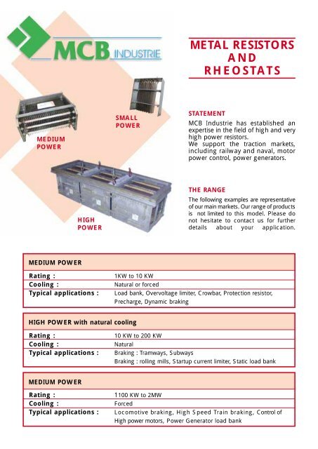 Datasheet - MCB Industrie
