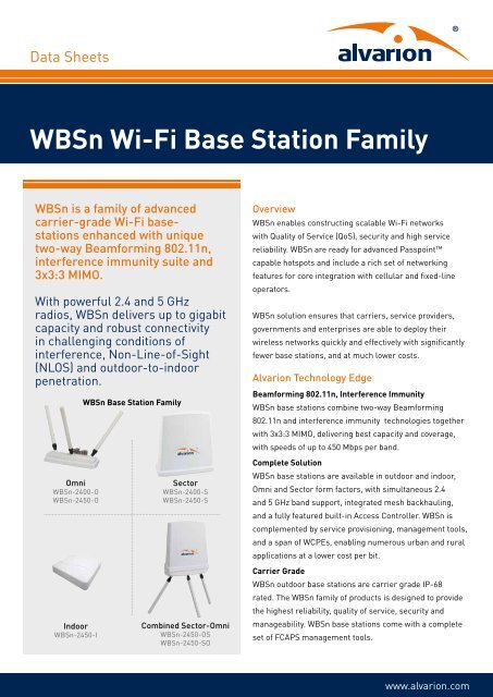 WBSn Wi-Fi Base Station Family
