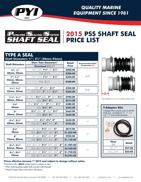 2013 Retail Price List - PYI Inc.