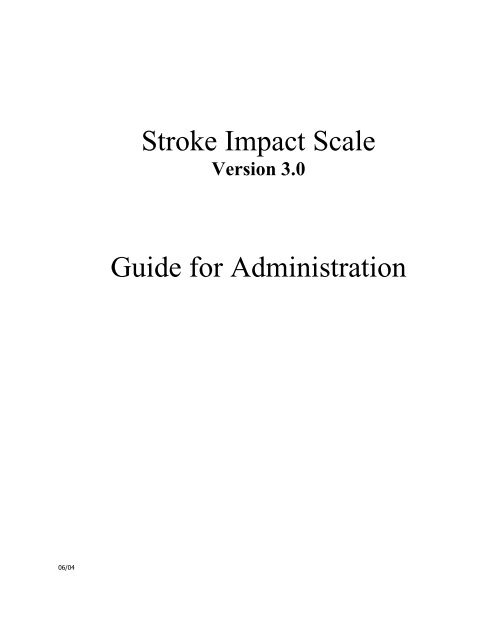Guide for Stroke Impact Scale Administration - Physioblasts.Org