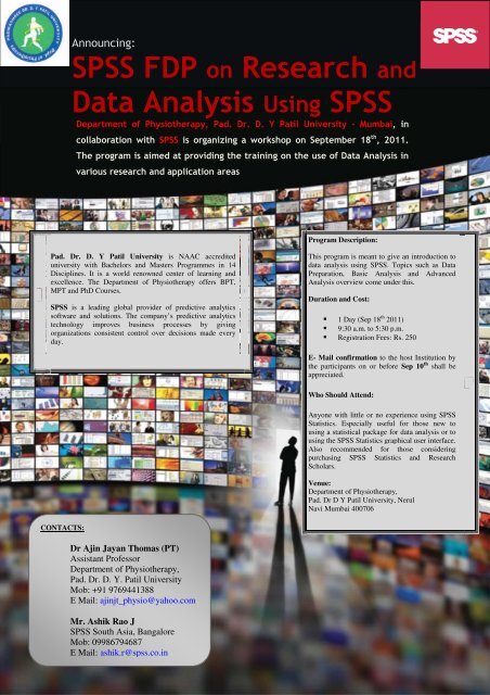 SPSS FDP on Research and Data Analysis Using ... - Physioblasts.Org