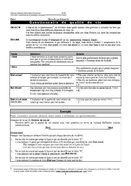 Questionnaire de qualitÃ© de vie