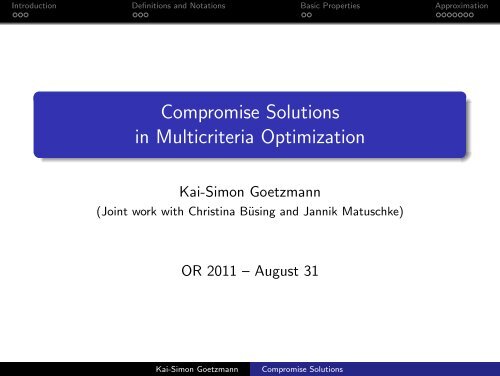 Compromise Solutions in Multicriteria Optimization