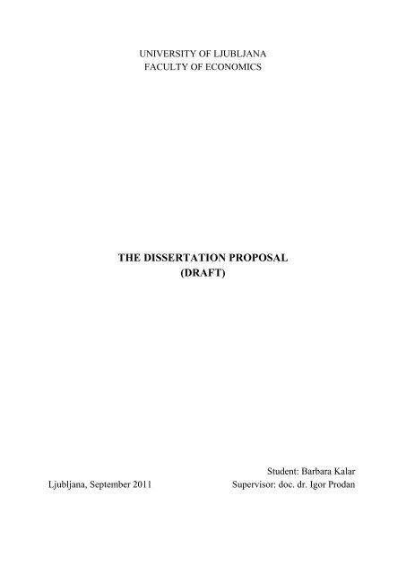 THE DISSERTATION PROPOSAL (DRAFT)