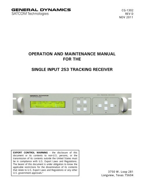O&M Manual - General Dynamics SATCOM Technologies