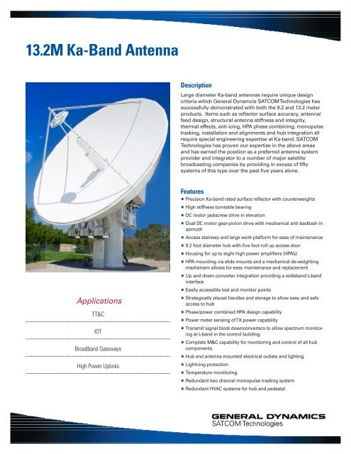 13.2M Ka-Band Antenna - General Dynamics SATCOM Technologies