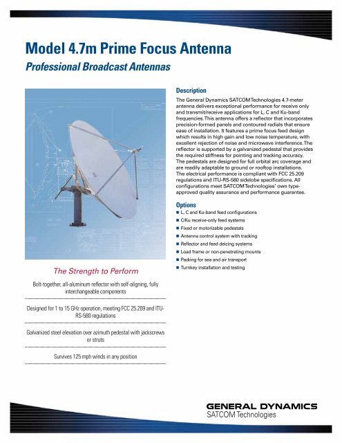 Model 4.7m Prime Focus Antenna