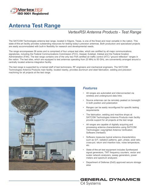 Antenna Test Range - General Dynamics SATCOM Technologies