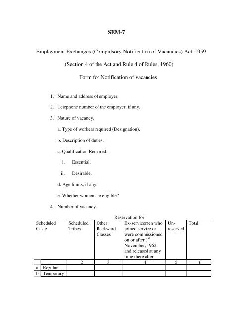 SEM-7 Employment Exchanges (Compulsory Notification of ...