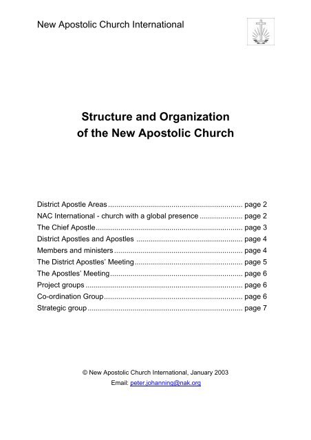 Structure and Organization of the New Apostolic Church